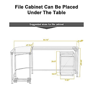 Teraves Modern L-Shaped Desk 66'' Corner Computer Desk Home Office Study Workstation Wood & Steel PC Laptop Gaming Table (Large, Black Oak)
