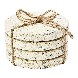 Main + Mesa Round Terrazzo Coasters, Eggshell, Set of 4