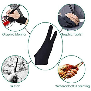 6 Pieces Artist Glove for Drawing Tablet, Gzingen Two-Finger Tablet Drawing Gloves, Digital Artist Gloves for Graphics Pen Drawing Tablet Monitor Light Box Tracing Board- S M L (Purple/Red)