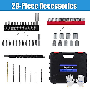 21V Cordless Drill Driver Screwdriver with 1500mAH Li-ion Battery, 2 Variable Speed 25+1 Torque Setting with LED Light, Portable Rechargeable Impact Drill Tool Kit with Storage Case for Home DIY