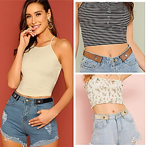 4 Pieces No Buckle Stretch Men, Women Belt for Jeans Pants, WHIPPY Ladies Buckle Free Elastic Invisible Belts (Black Khaki Blue, Fit Pants Size 32-48 Inches)