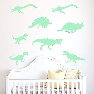 Supzone 18 pcs Dinosaurs Wall Decals Luminous Stickers Glow in The Dark Light Dino Wall Stickers Removable Vinyl DIY Wall Decor for Boys Playroom Bedroom Classroom Living Room Nursery Room