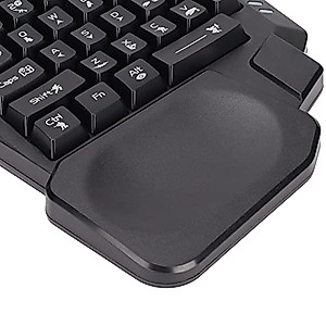 Tgoon 35 Keys Gaming Keyboard, 35 Keys One Handed Gaming Keyboard Black Wide Palm Rest Waterproof Ergonomic Design for Mobile Games for Computer