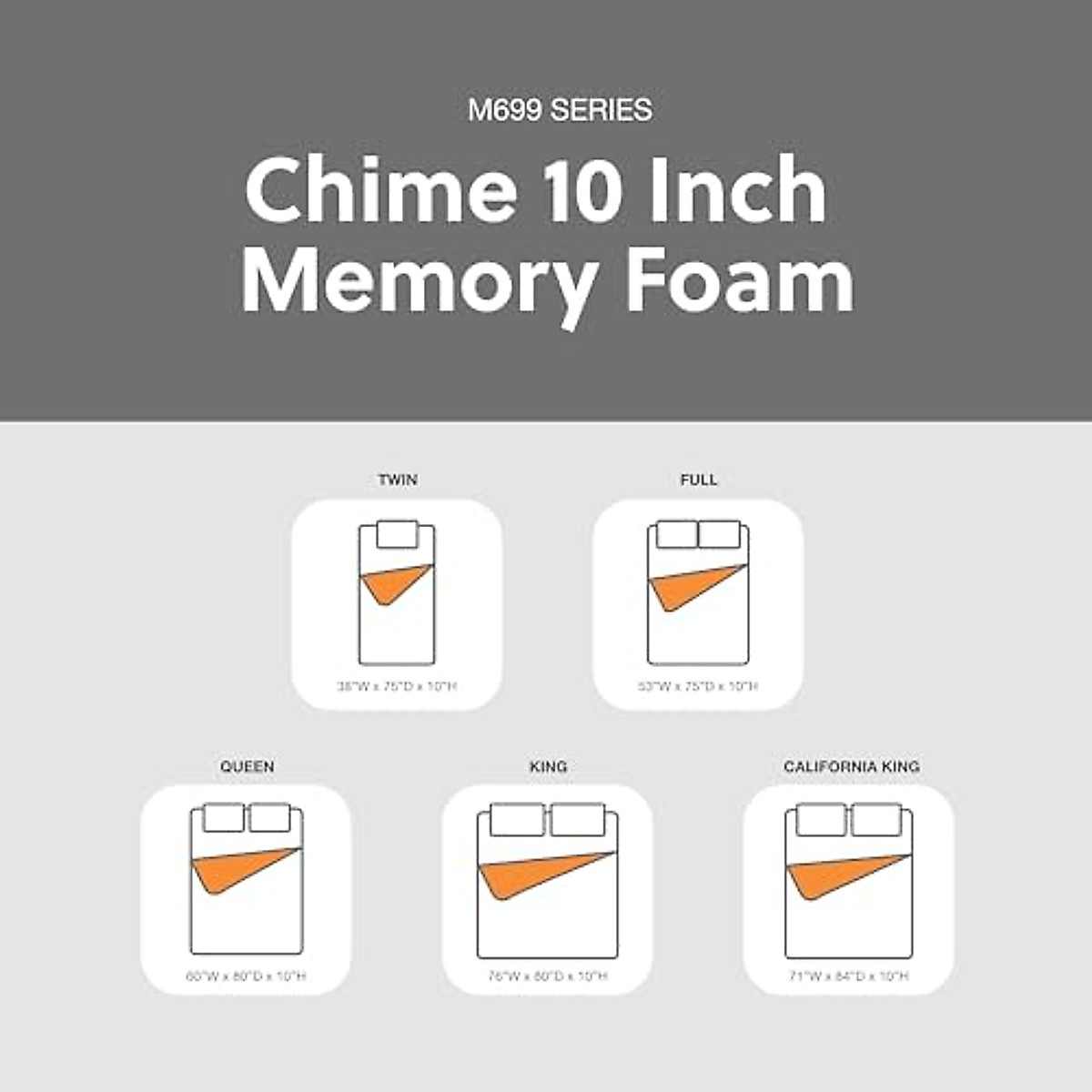 Signature Design by Ashley King Size Chime 10 Inch Medium Firm Memory Foam Mattress with Green Tea & Charcoal Gel