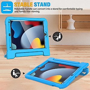 SUPLIK Kids Case for iPad 9th/8th/7th Generation(10.2 inch, 2021/2020/2019), iPad 10.2 Case with Screen Protector, Durable Shockproof Protective Handle Stand Case for Apple iPad Gen 9/8/7, Blue