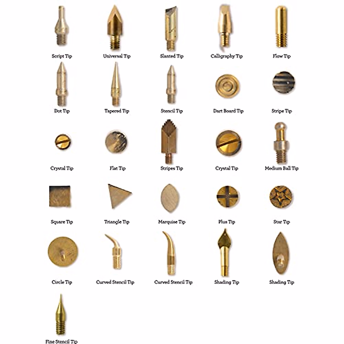 Plaid Wood Burning Tool Tip Set, Set of 26, Gold