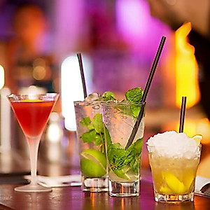 Black Straws,100 Pcs Long Disposable Plastic Drinking Straws. (0.23''diameter and 10.2"long)-Black