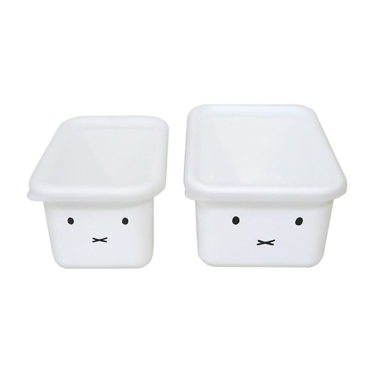 Fuji Hollow Deep Square Container Storage Container Set of 2 White Miffy Face