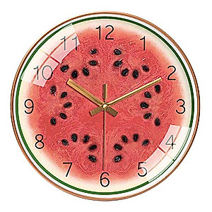 NO Brands Cartoon Fruit Modern Minimalist Household Wall Clock Living Room Personality Creative clock-12 inches_178 Black