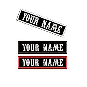 AI-NEEL 2 Pcs Custom Name Patch, Personalized Rocker Rider Motorcycle Biker Patches Tactical Vest Jacket Appliqued Velcro or Iron on Black One Size