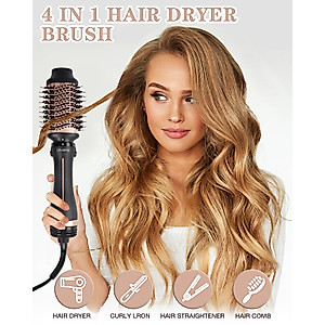 LOVEPS 1000W Oval Brush Hair Dryer, ALCI Safety Plug, Gold