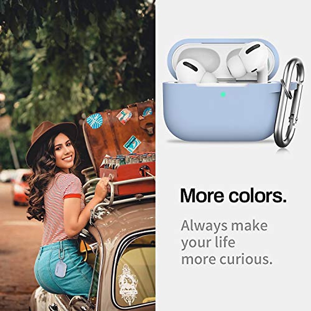 [Bundle] GMUDA for AirPods Pro Case & AirPods 3rd Generation Case(2021), Protective Silicone Cover with Keychain, Front LED Visible