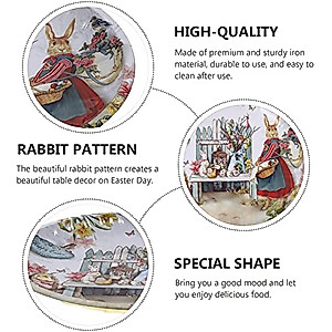 VALICLUD Easter Serving Tray Fruit Plate: Bunny Rustic Iron Platters Kitchen Snack Plate Appetizer Trays for Coffee Snacks Nuts Condiments Appetizers