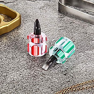 Sewing Machine Screwdriver Mini Short Screwdriver Tool Kit Includes Slotted/Flat Head Screwdriver and Cross Head Screwdriver for DIY Repairing, 2 Pieces