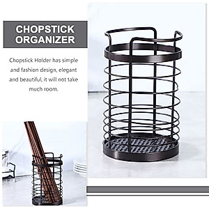 Yardwe round chopstick holder utensil basket silverware cutlery holder utensil holder kitchen tool dryer utensils sink basket home tools spoon holder iron Storage chopsticks cage