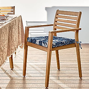 LVTXIII Outdoor Seat Cushions Set of 4 Square Corner Chair Cushions with Ties, Patio Chair Pads for Home Office and Patio Garden Furniture Decoration 18.5"x16"x2", Palm Blue