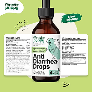 Anti Diarrhea Liquid Drops for Dogs - Psyllium Husk Fiber Supplement for Dogs - Pet Prebiotic Drops for Loose Stool & Digestive Health - Dog Vitamins & Supplement for Diarrhea Relief & Gut Detox 4 oz