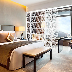 Lucky Monet 12Pcs Hanging Room Divider Panels Decorative Room Separator White Wall Partition Privacy Screen Indoor for Bedroom Dining Hotel Restaurant - White Flower