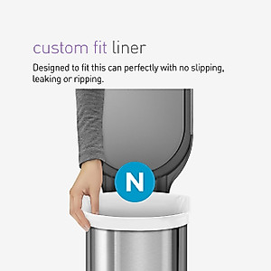 simplehuman 45 Liter / 12 Gallon Slim Hands-Free Kitchen Step Trash Can, Brushed Stainless Steel