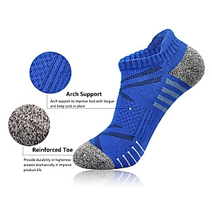 J.WMEET Men's Low Cut Ankle Athletic Socks Cushioned Breathable Running Performance Sport Tab cotton Socks
