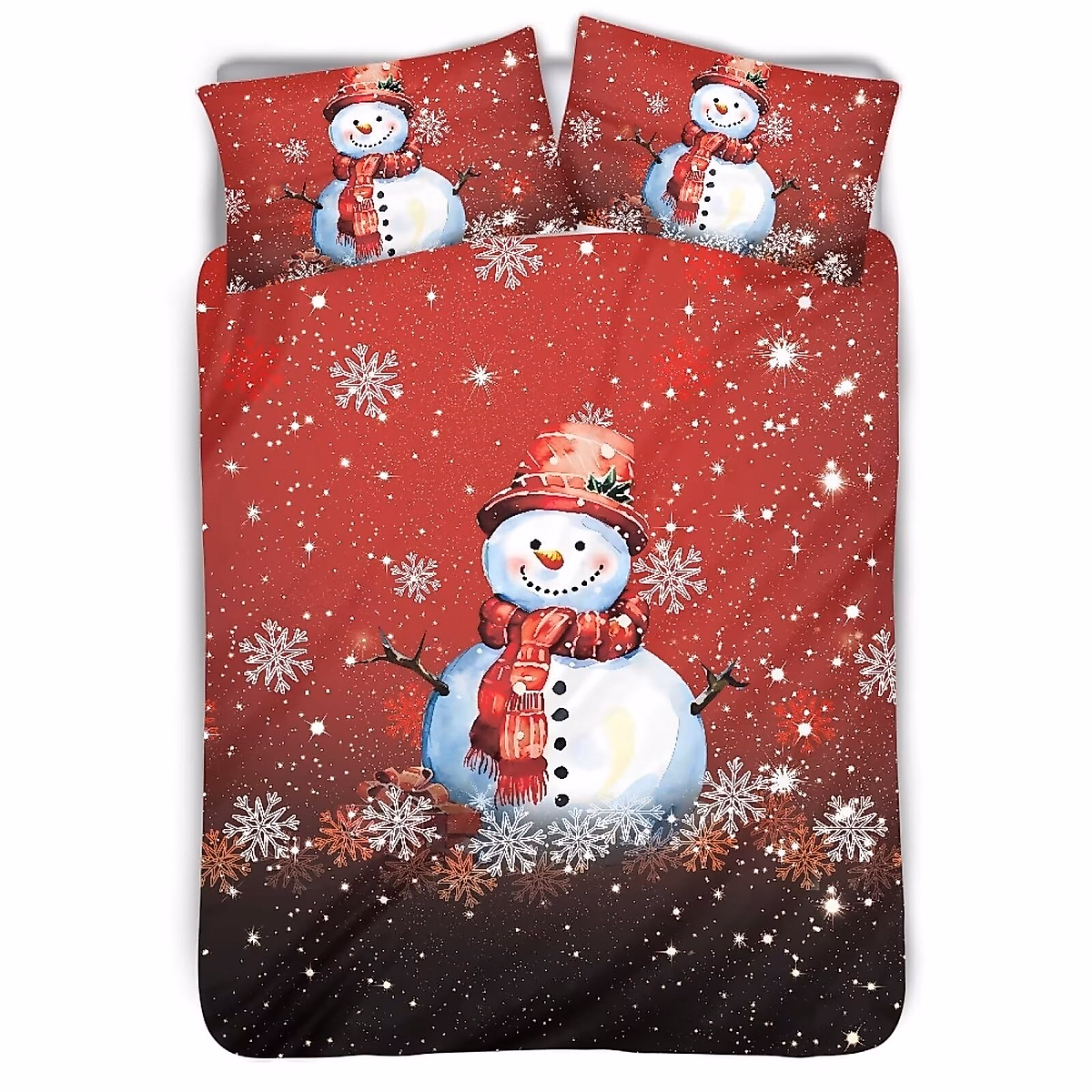 WHOSGNIHT Christmas Bedding Sets Snowman Duvet Cover Bedding Sets 3 Pcs Ultra Soft Modern Comforter Cover Quilt Cover Set with Zipper Closure Washed Micerofiber King Size