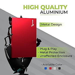 SUHSAI 160GB External Hard Drive USB 2.0, 2.5" Pocket Size Hardrive for Backup/Storage, Memory Expansion HDD, Slim Portable Hard Disk Compatible with MAC, PC, Laptop, Desktop, Chromebook (Red)