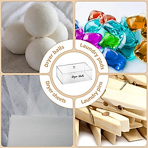 Dryer Ball Holder for Laundry Room ,Acrylic Dishwasher Pods Container with Lid,Dryer Balls Dispenser,Laundry Room Organization and storage Box for Laundry Pods,Clips,Dryer Balls and Sheets (No Balls)