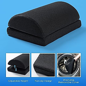 Footrest - Foot Rest for Under Desk at Work - Memory Foam Foot Stool with 2 Adjustable Height for Office Gaming & Computer Chairs - Comfortable Cushion for Back & Hip Pain Relief