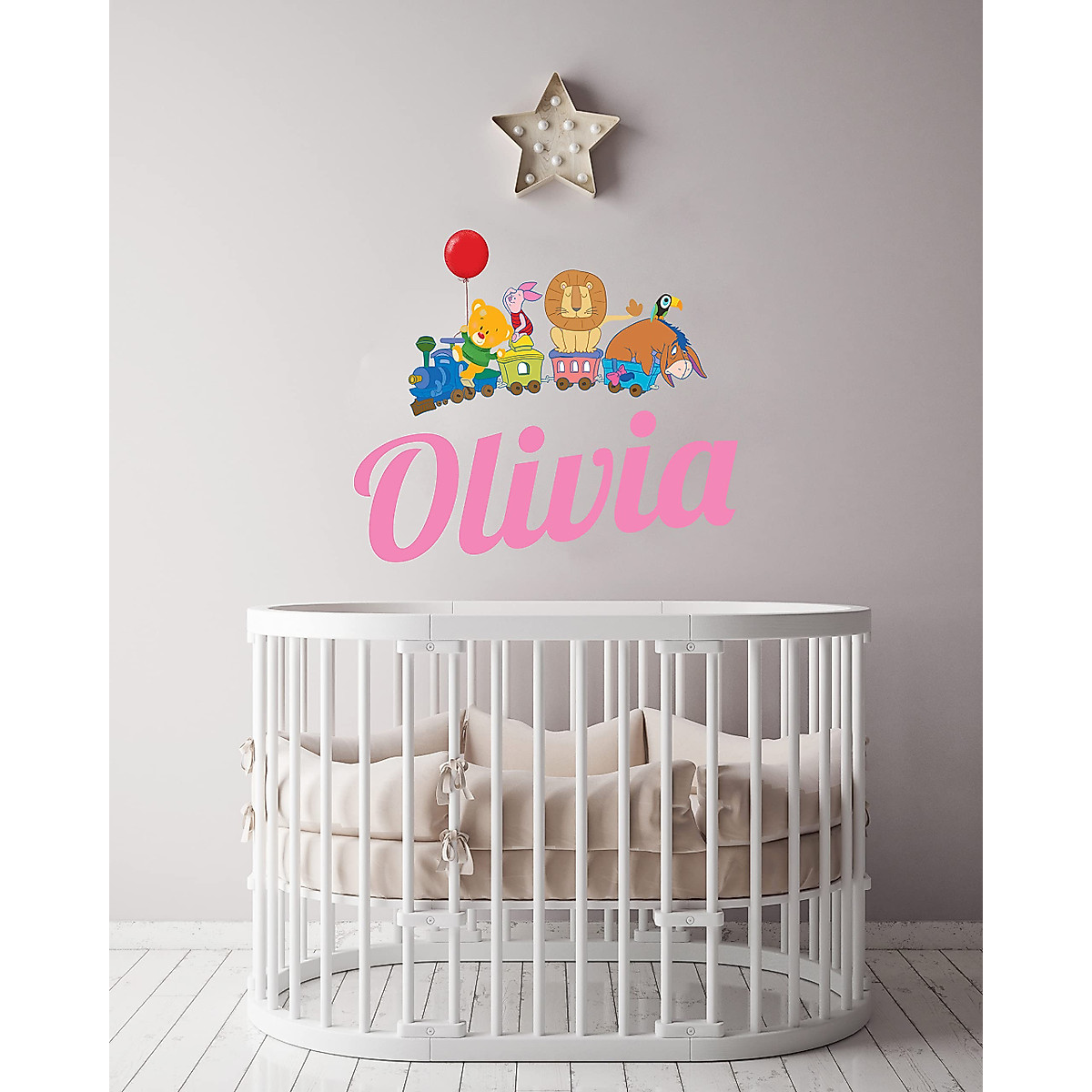 Teddy Bear and Pooh Friends Custom Name Wall Decal - Personalized Nursery Name -Wall Decal for Nursery Decoration playroom Decoration (Wide 20"x16" Height Inches)