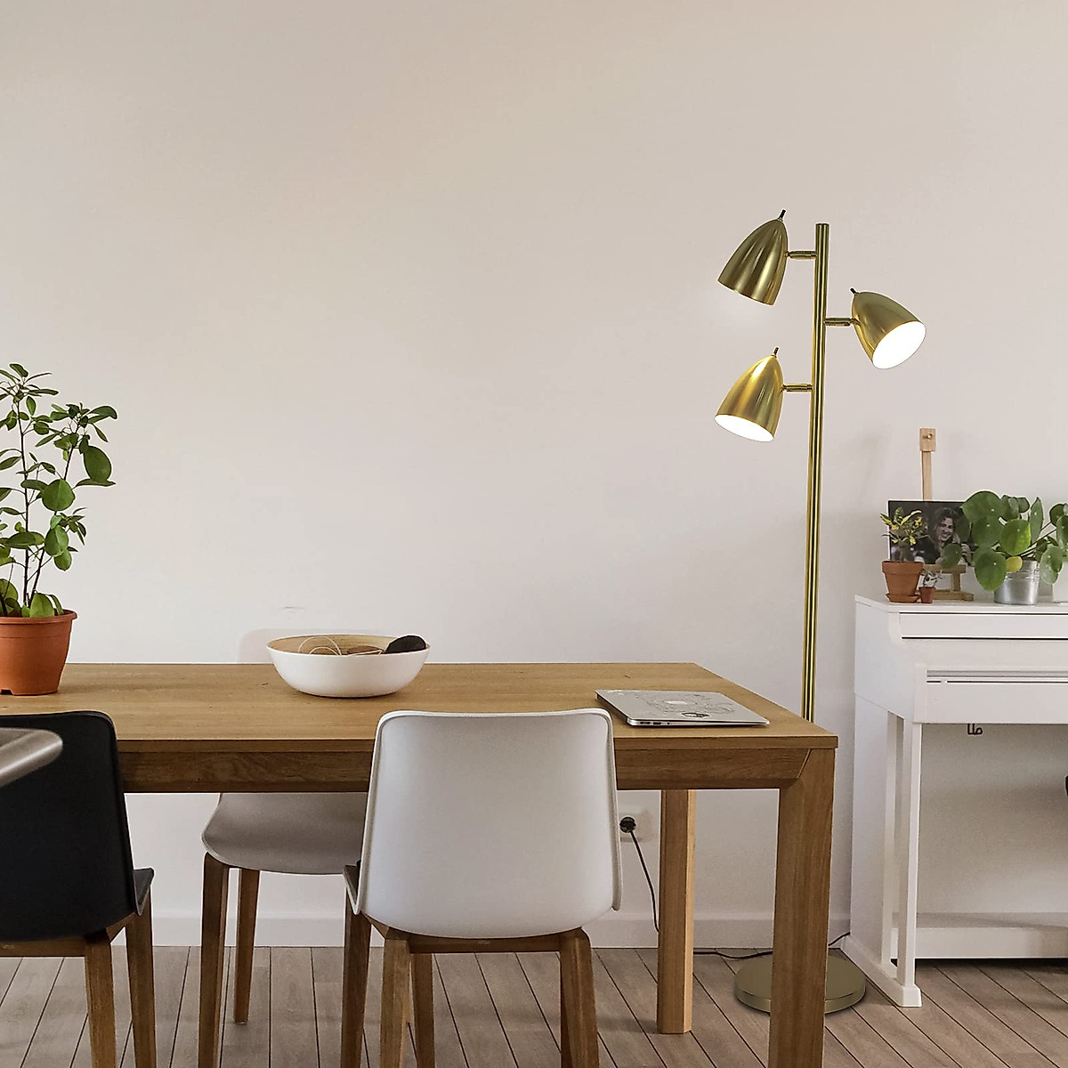 hykolity Industrial LED Reading and Floor Lamp for Living Rooms, Bedrooms, Mid Century Modern Adjustable 3 Light Floor Lamps, Standing Tall Pole Lamp, Bulb Sold Separately