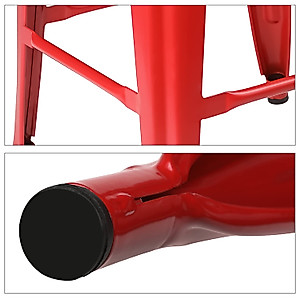 MoNiBloom 30 Inch Bar Stools, Set of 4 Vintage Patio Furniture Indoor Outdoor Stackable Kitchen Stools Dining Chair, Red