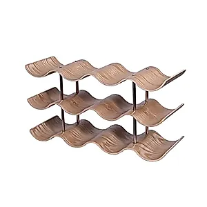 Gtouse Wave Wine Racks Countertop,3 Tier Wine Rack Inserts for Cabinet,Wood Wine Storage Stand Table Top Wine Bottle Holder for Table Top, Pantry, Cabinet, Refrigerator,Wine Bar (12 Bottles)