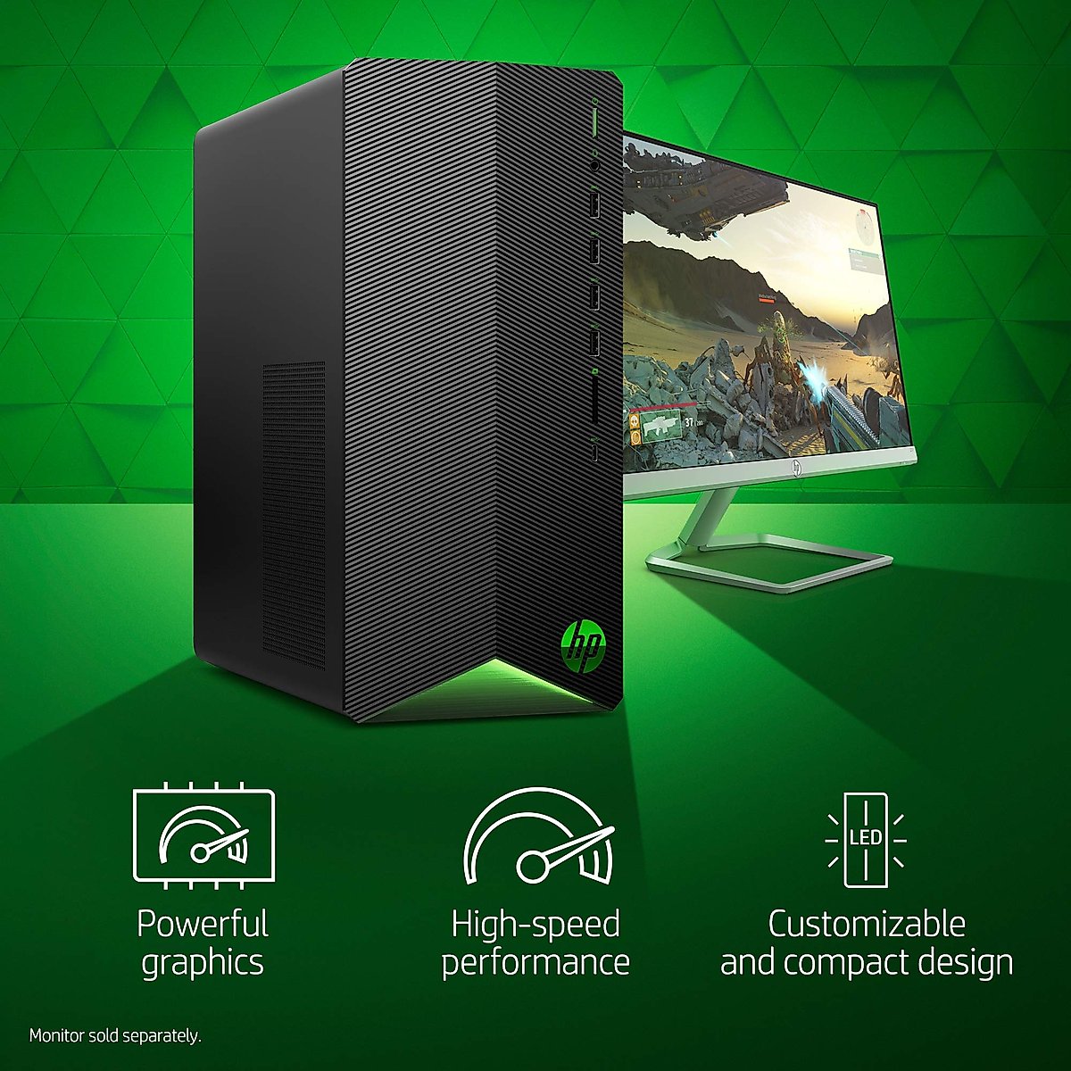 HP Pavilion Gaming Desktop Computer, 9th Generation Intel Core i5-9400F Processor, NVIDIA GeForce GTX 1650 4 GB, 8 GB RAM, 256 GB SSD, Windows 10 Home (TG01-0020, Black)