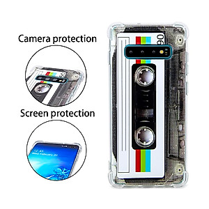 FAteam Case for Galaxy S10 Plus, Matte Finish with TPU Soft Bumper Retro Cassette Tape Case Compatible with Samsung Galaxy S10 Plus 2019 Release