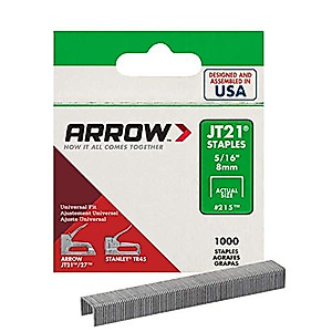 Arrow Fastener 215 Genuine JT21/T27 5/16-Inch Staples, 1,000-Pack - 2 Pack