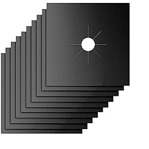 Stove Burner Covers, 10 Pack, Gas Stove Burner Liners, Non-stick Reusable Gas Range Stove Protector Covers for Kitchen, Cooking, Cuttable, Easy to Clean JORETLE(Black)