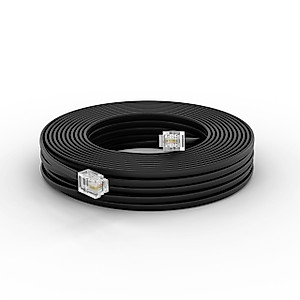 THE CIMPLE CO Phone Line Cord 50 Feet - Modular Telephone Extension Cord 50 Feet - 2 Conductor (2 pin, 1 line) Cable - Works Great with FAX, AIO, and Other Machines - Black