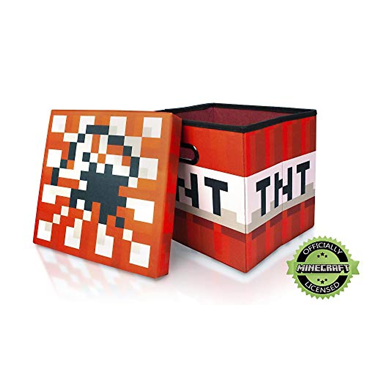 MINECRAFT TNT Block Storage Cube Organizer Storage Cube | TNT Block From Cubbies Storage Cubes | Organization Cubes | 15-Inch Square Bin With Lid