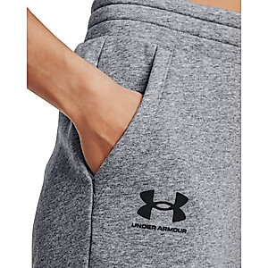 Under Armour Womens Rival Fleece Joggers , Steel Medium Heather (035)/Black , Large