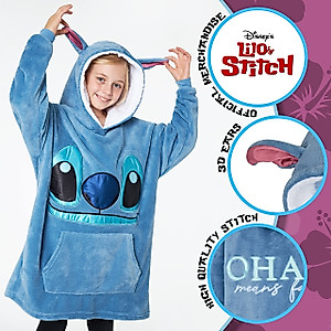 Disney Hoodies for Teenager, Oversized Hoodie Blanket, Minnie Mickey Stitch Gifts (Blue)