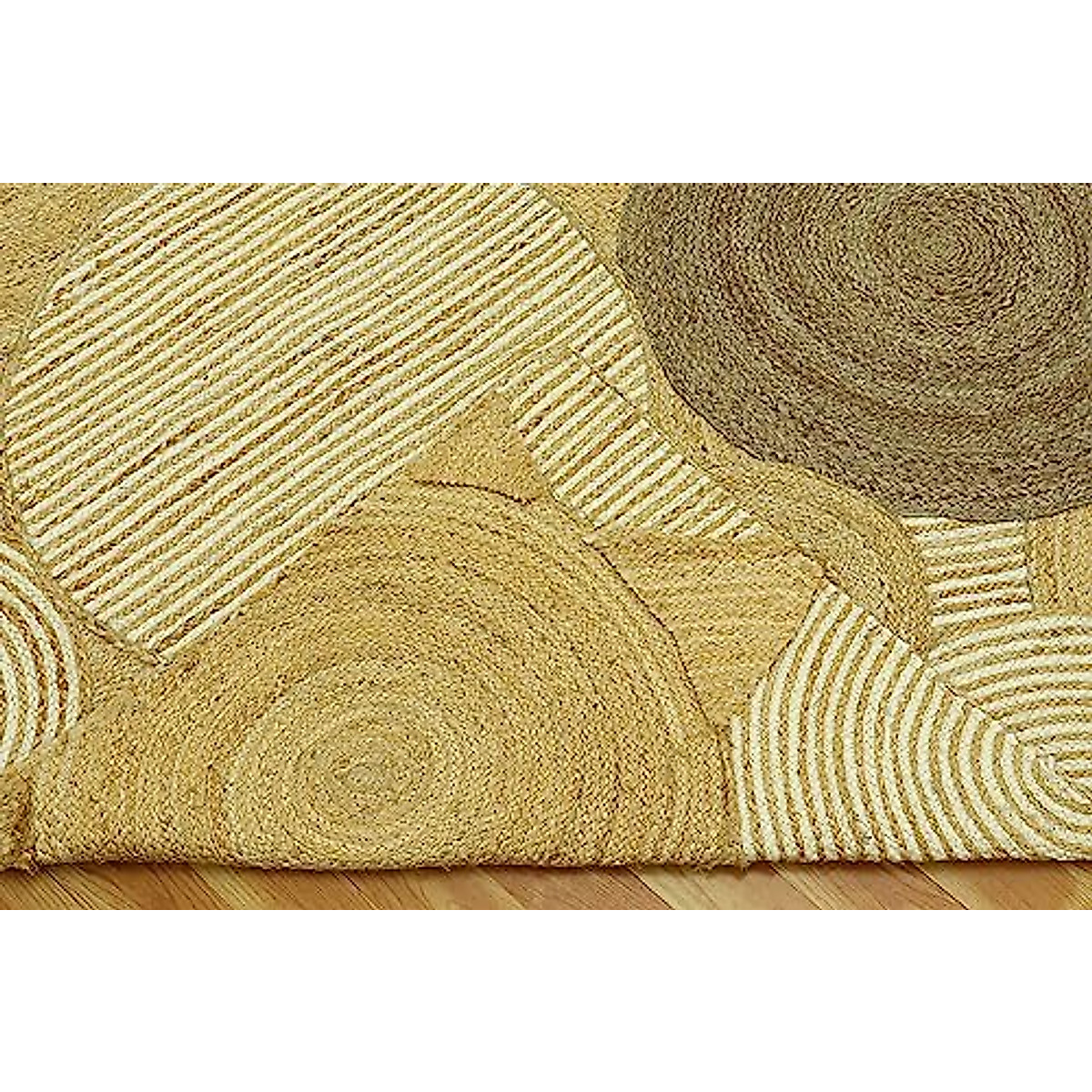 CASAVANI Natural Jute Rectangular Area Rug - 4' x 6', Beige & Black Geometric Braided Jute Rug Ideal for High Traffic Areas in Entryway, Living Room, Bedroom