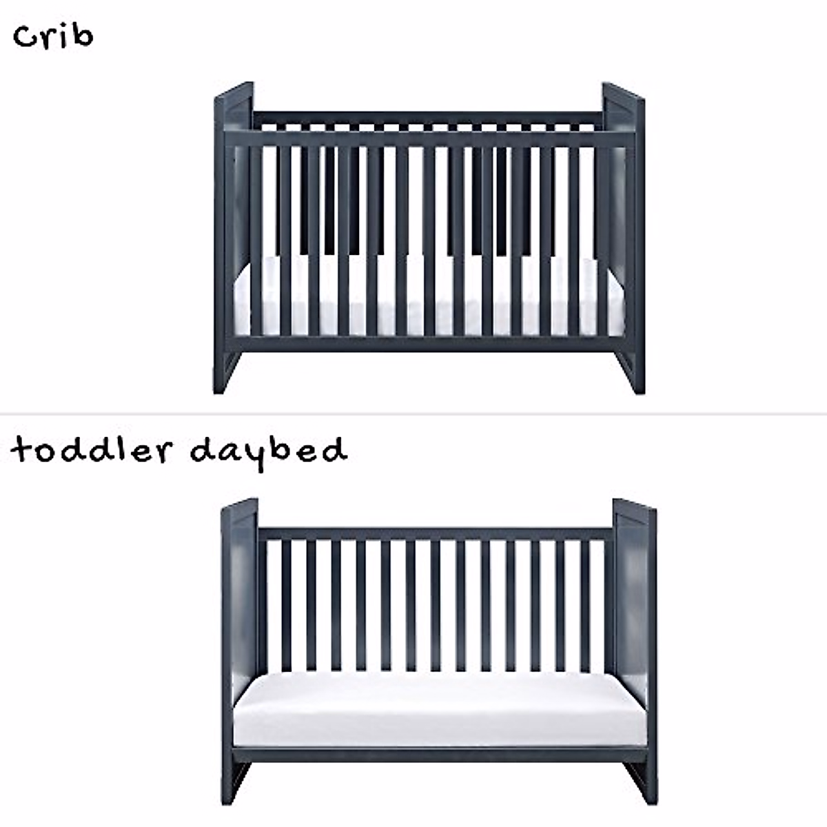 Baby Relax Miles 2-in-1 Convertible Crib, Graphite Blue