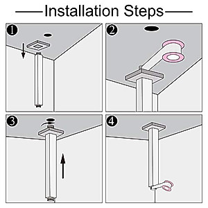 Anpean 16 Inch Square Ceiling Mounted Shower Arm and Flange, Matte Black