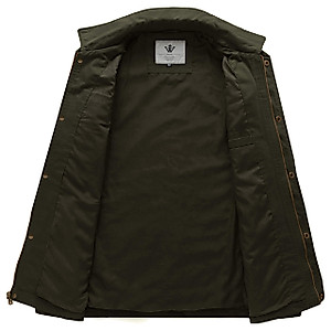 WenVen Men's Spring Aviator Cotton Commuter Jackets (Army Green, XL)