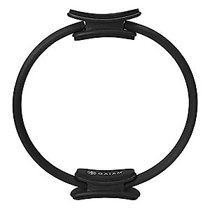 Gaiam Pilates Ring 15" Fitness Circle - Lightweight & Durable Foam Padded Handles | Flexible Resistance Exercise Equipment for Toning Arms, Thighs/Legs & Core, Black