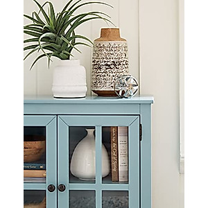 Signature Design by Ashley Nalinwood Modern Accent Cabinet with Lattice Doors, Teal Blue