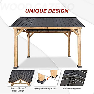 Westerly Solid Wood Gazebo Pavilion for Patio Deck Backyard (14' x 12')
