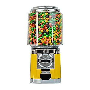 Candy Gumball Vending Machine Candy Dispenser, Commercial 1-inch Gumball Vending Machine with Keys, Automatic Candy Machine Dispenser for Gaming Stores (Yellow)