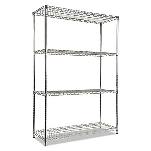 Alera ALESW504818SR NSF Certified Industrial 4-Shelf 48 in. x 18 in. x 72 in. Wire Shelving Kit - Silver