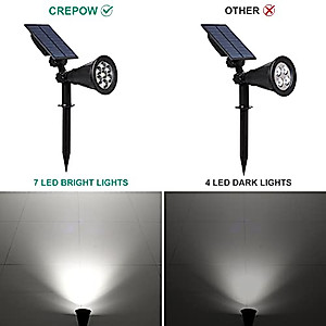 CREPOW Solar Spot Lights Outdoor, 7 LED Solar Power Landscape Spotlights Solar Garden Lights Adjustable Auto ON/Off IP65 Waterproof Wall Lights for Patio Walkway Pathway Yard Pool, Cold White - 4 Pack